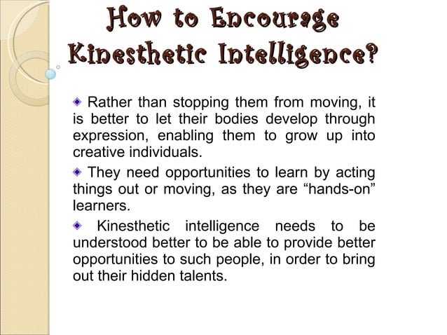 Bodily kinesthetic intelligence | PPT