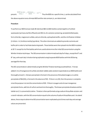Biological Oxygen Demand Lab Analysis and Background | DOCX