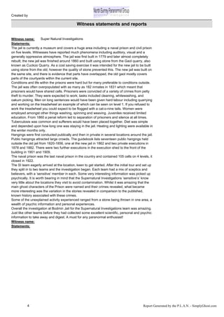 Bodmin Jail Investigation Report | PDF