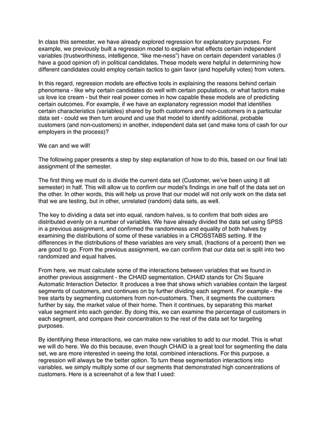 Building a Regression Model using SPSS | PDF