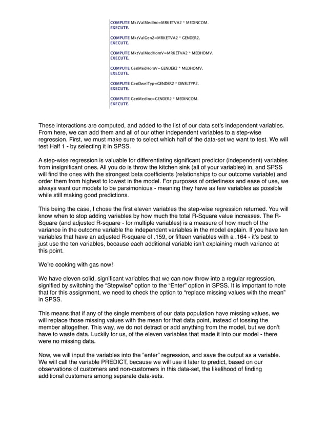 Building a Regression Model using SPSS | PDF