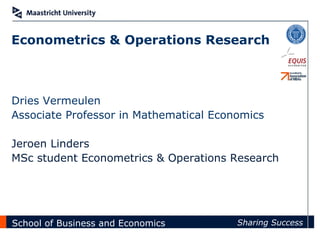 Econometrics and Operations Research | PPT