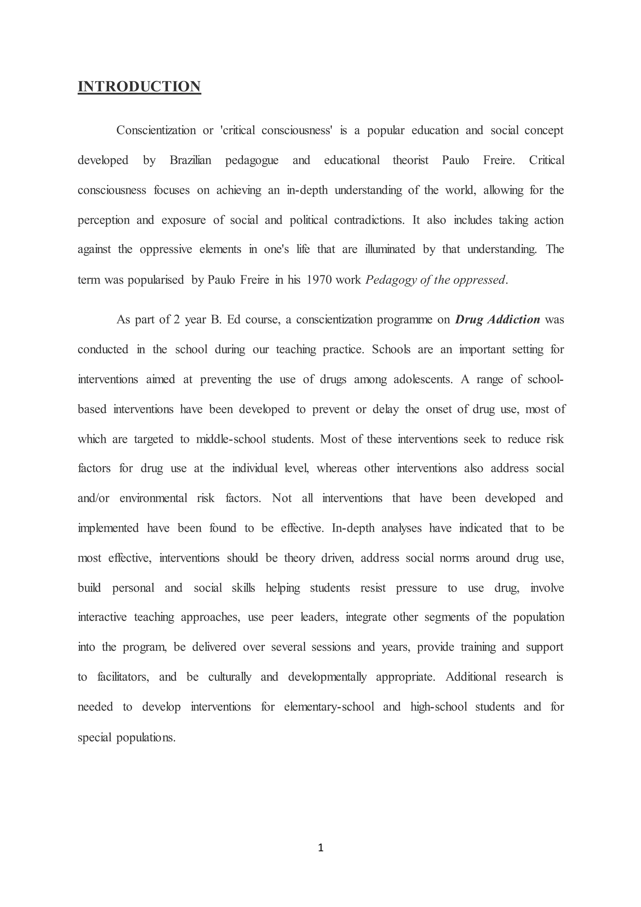 conscientization report | PDF