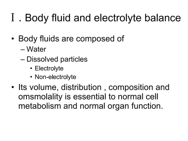 Body Fluid And Electrolyte Balance | PPT | Blood Disorders | Diseases ...