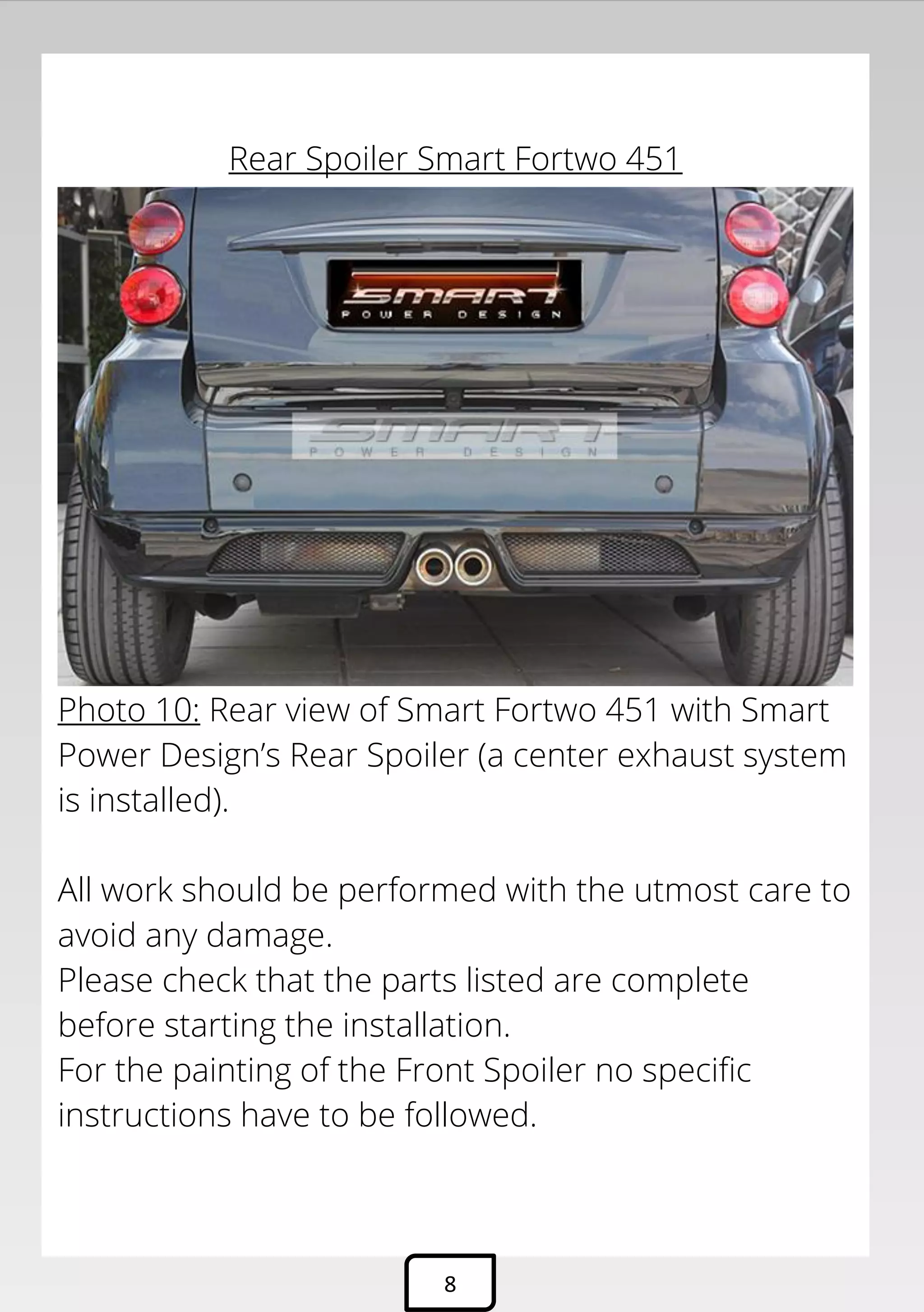 Body kit Smart Fortwo 451 User Manual | PDF