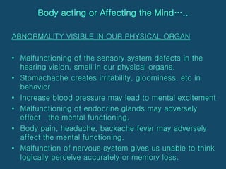 Body mind relationship by s.lakshmanan psychologist | PPTX