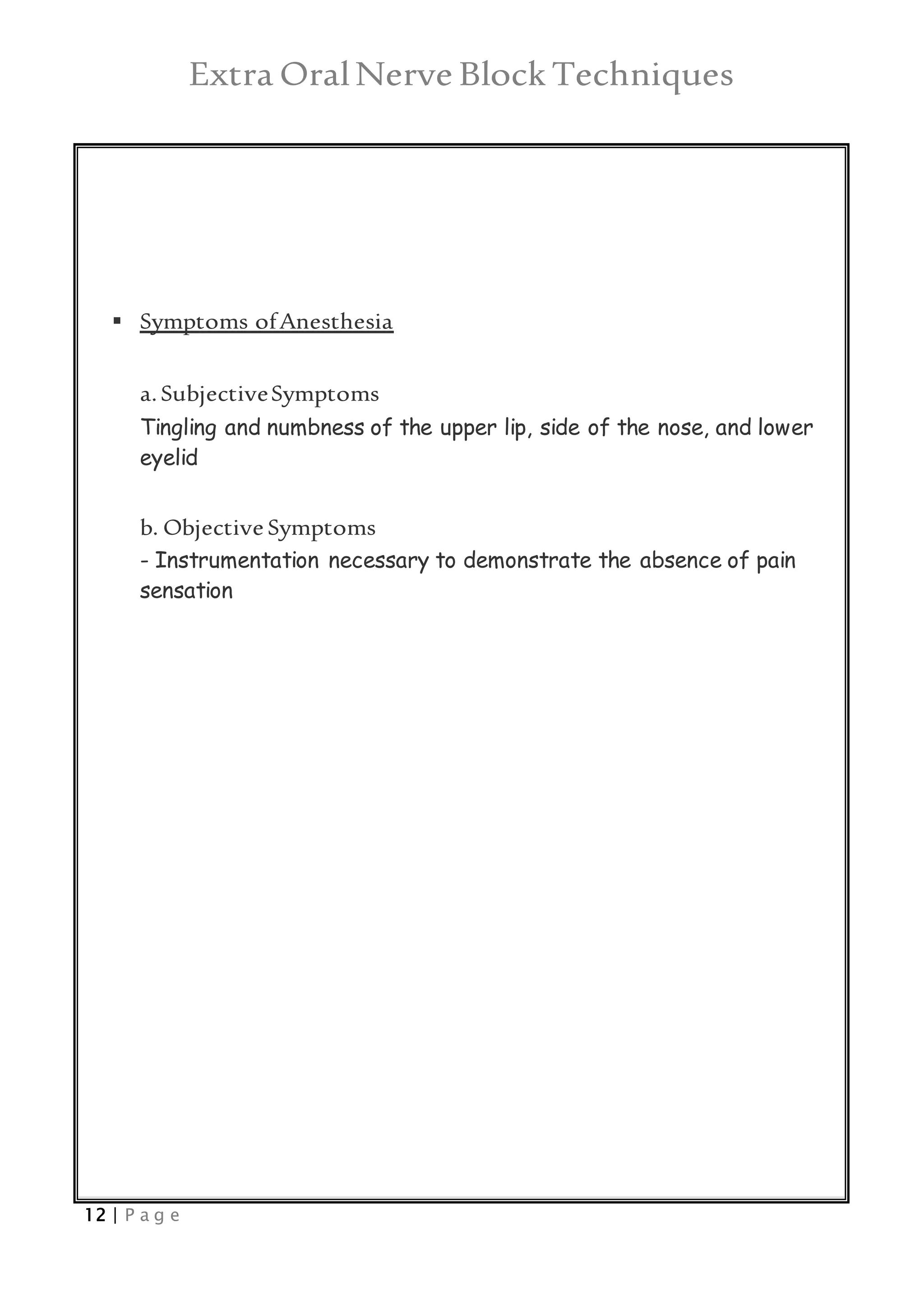 ExtraOral Nerve Block Techniques | DOCX
