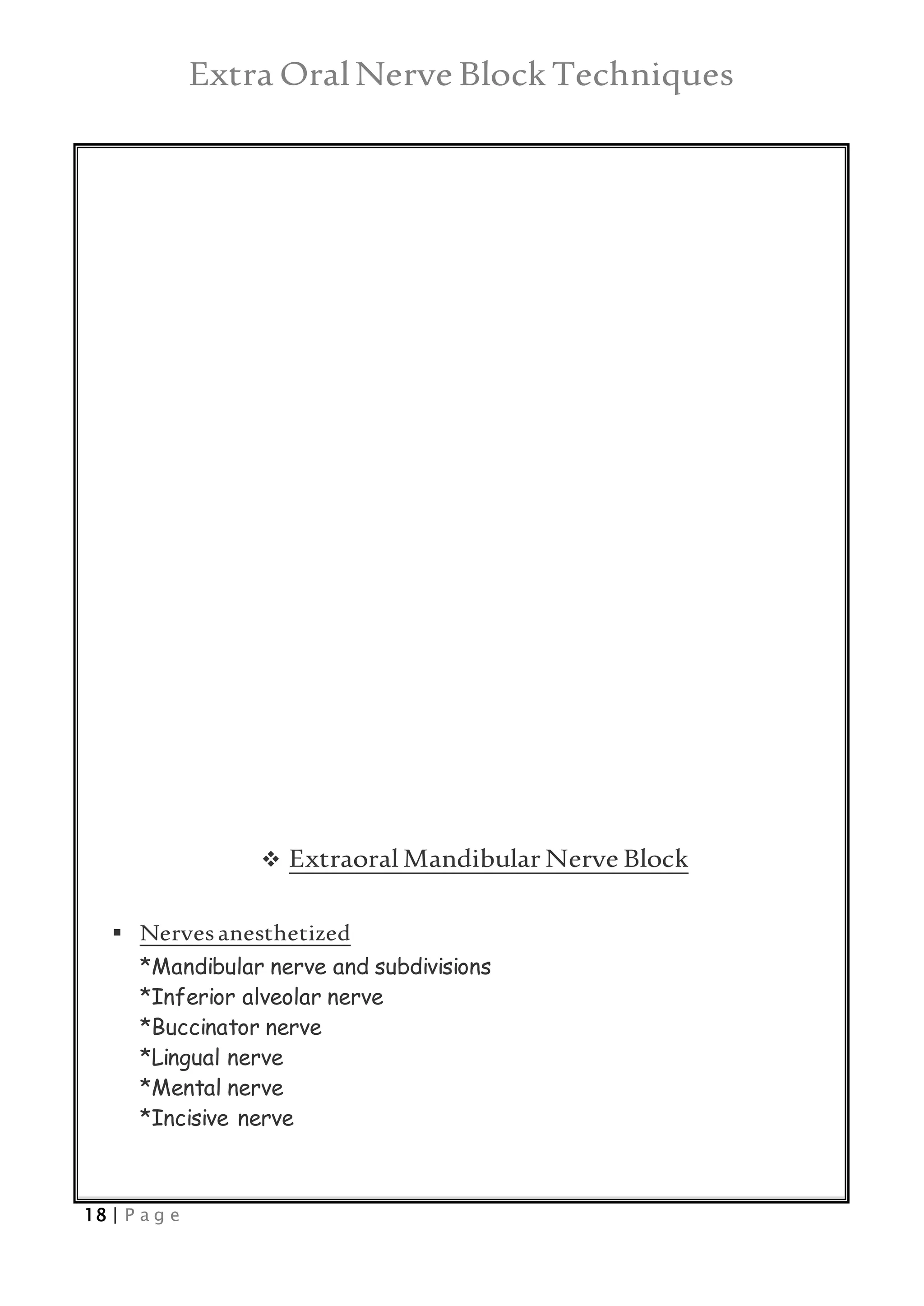 ExtraOral Nerve Block Techniques | DOCX