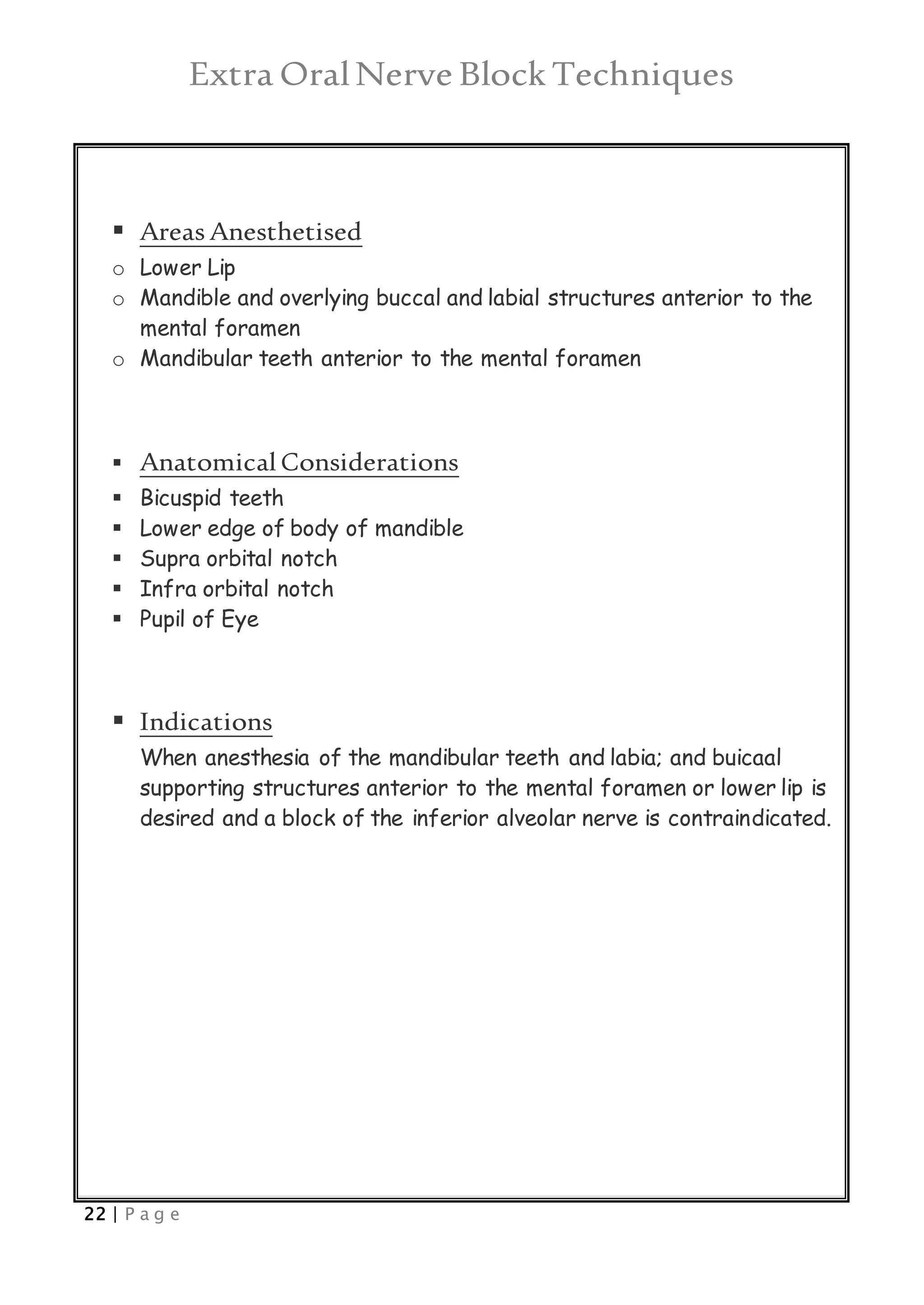 ExtraOral Nerve Block Techniques | DOCX