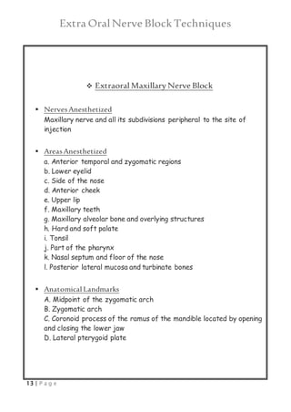 ExtraOral Nerve Block Techniques | DOCX