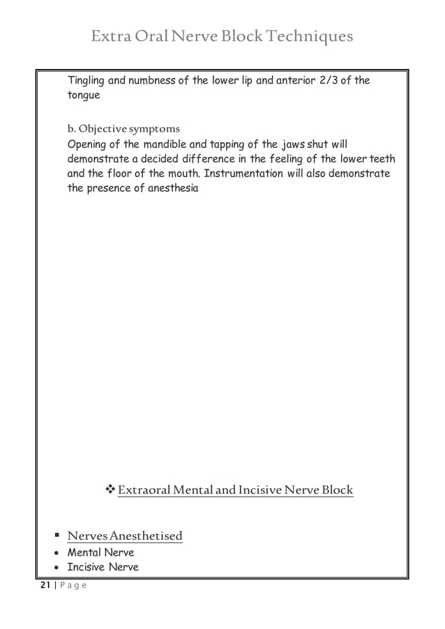 ExtraOral Nerve Block Techniques | DOCX