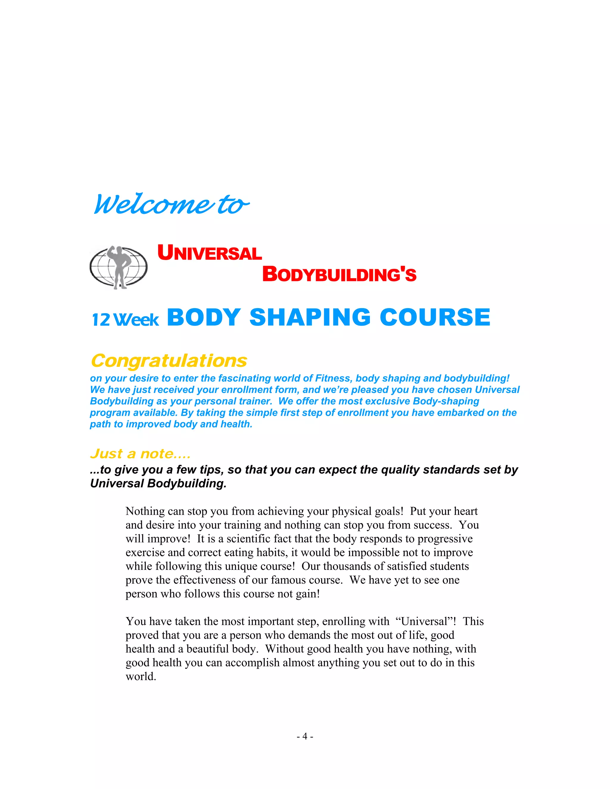 Body Building Universal 12 Week Bodybuilding Course (English) | PDF