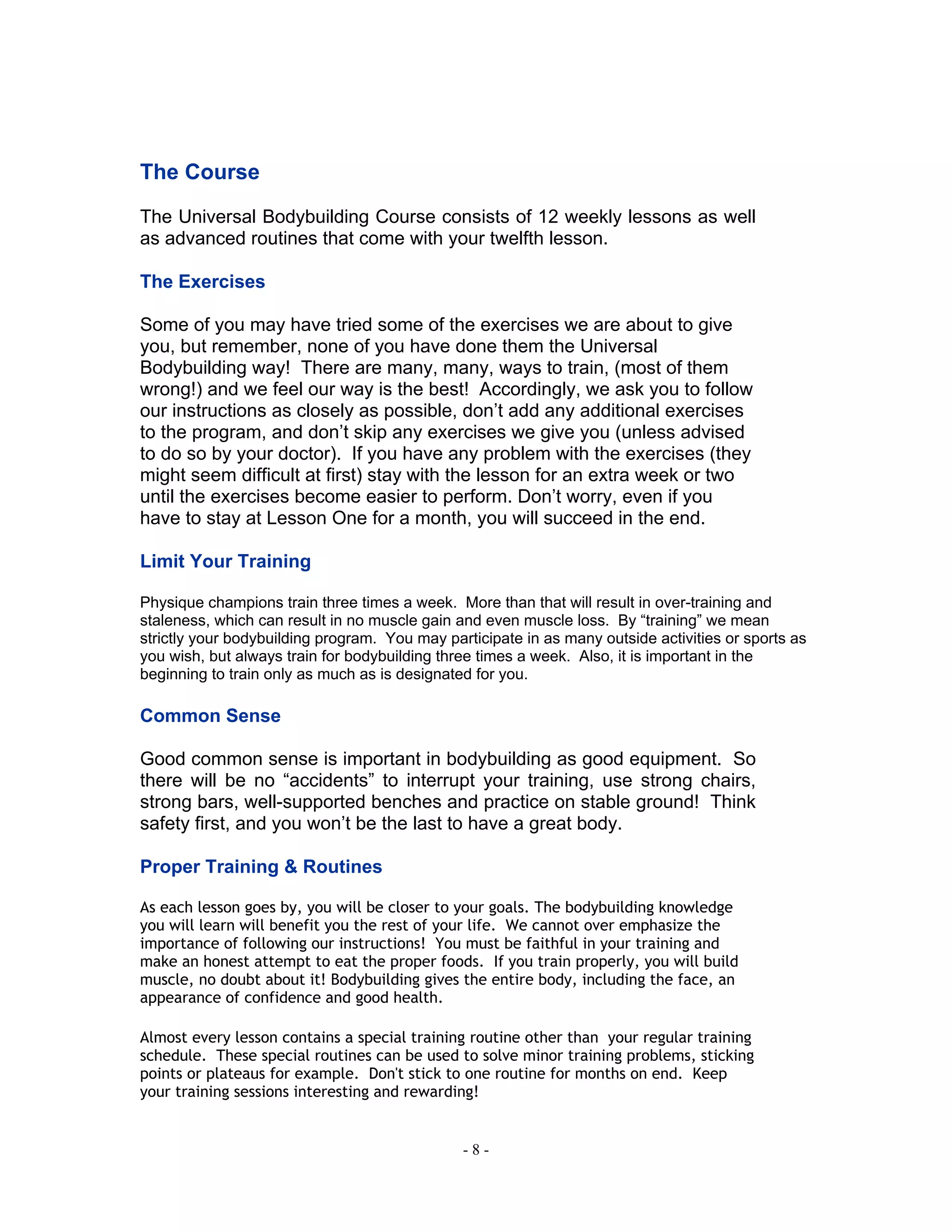 Body Building Universal 12 Week Bodybuilding Course (English) | PDF