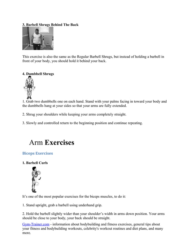Bodybuilding Exercises | PDF | Physical Therapy | Wellness