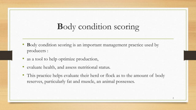 Body condition scoring (bcs) | PPTX