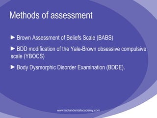 Body dysmorphic disorder in adult orthodontic patients | PPT