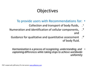BODY FLUID ANALYSIS FOR CELLULAR COMPOSITION: PROPOSED GUIDELINES | PDF