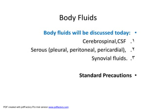 BODY FLUID ANALYSIS FOR CELLULAR COMPOSITION: PROPOSED GUIDELINES | PDF