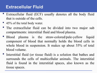 Body fluid- Intracellular, Extracellular and Specilized fluids.pptx
