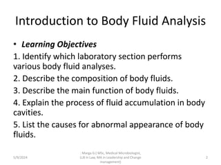 Body Fluid Analysis 2021-1.pfhjfvhbdfjkkvbvptx | PPT