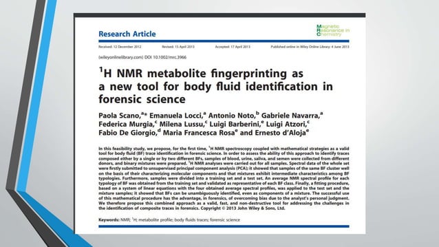 Body fluid identification using X ray fluorescenece and NMR.pptx