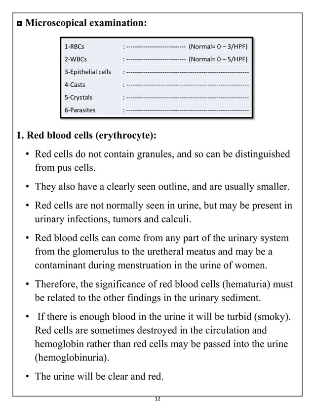 Urine Analysis and Kidney function tests | PDF