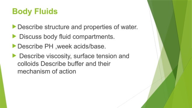 The Body fluids lecture two biochemistry | PPTX
