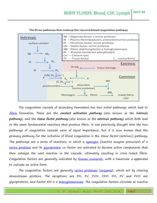 Body fluids- CSF, Lymph and Blood | PDF
