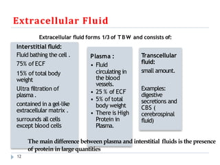 Body Fluids content in anatomy and physiology | PPTX
