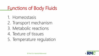 Introduction to Body fluids 1st year MBBS | PPTX