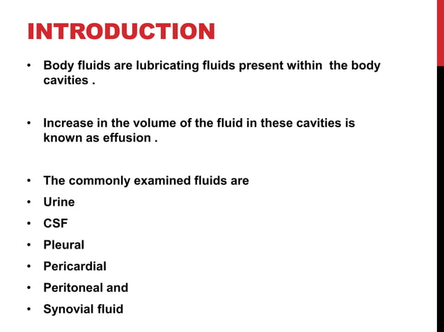 body fluids analysis - corrected - Copy.pptx | Blood Disorders ...