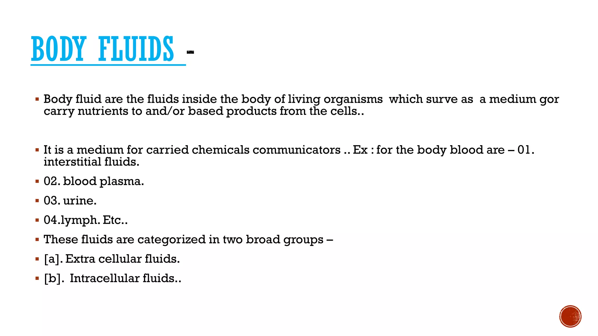 Body fluids and blood - Human Anatomy and Physiology 1st | PDF