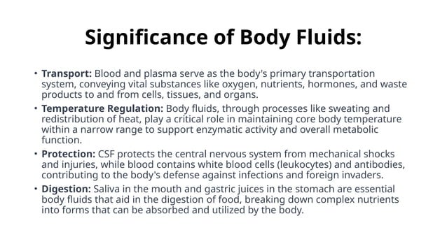 Body Fluids and Their Significance created by Rudal kumar | PPTX ...
