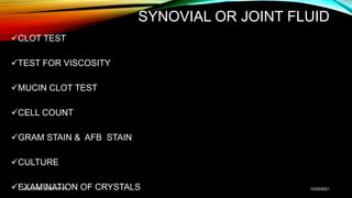 Body fluids & Synovial Fluid | PPTX