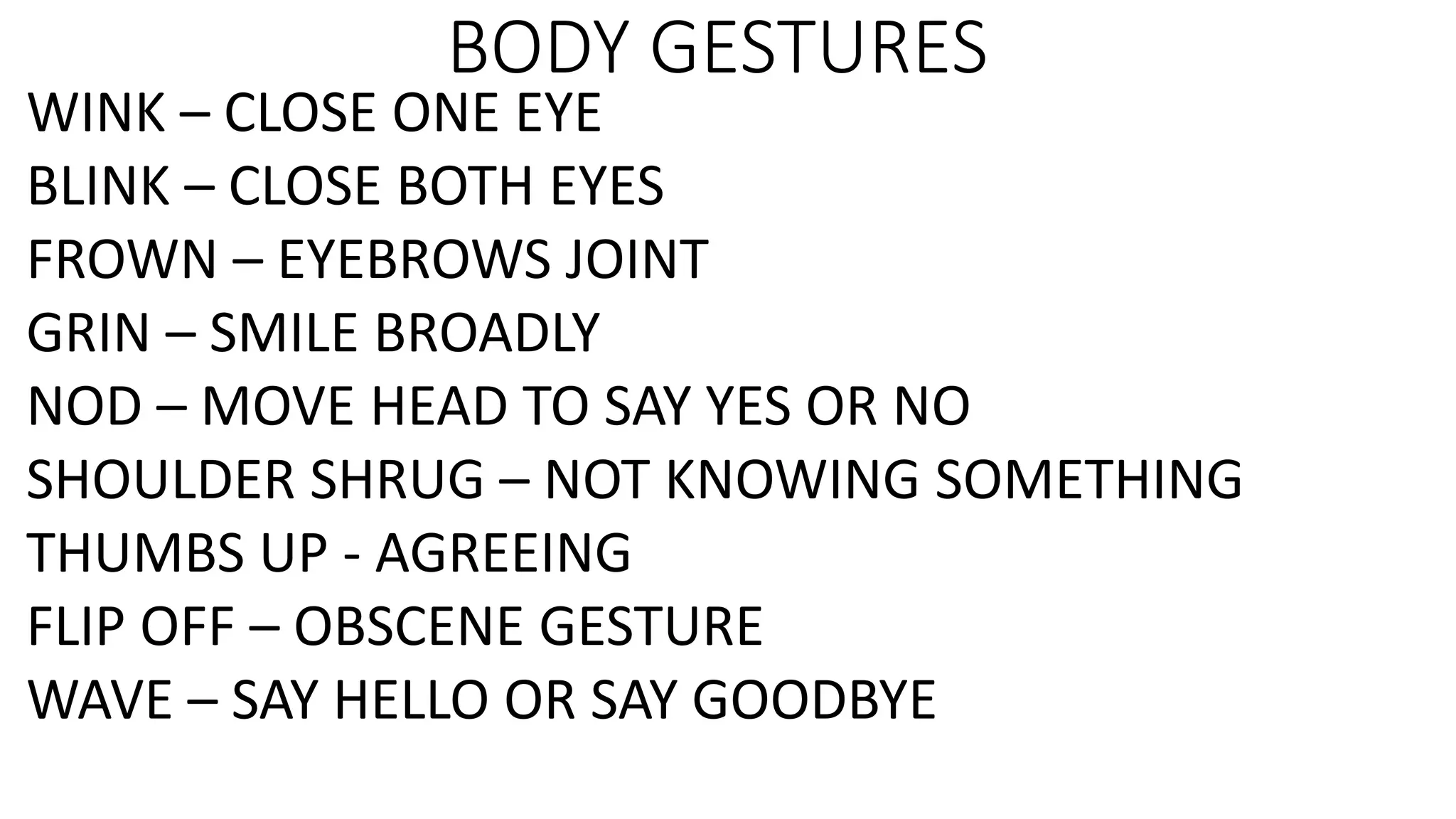 Body gestures | PPTX