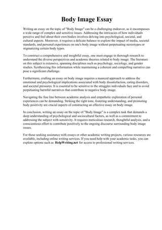 Body Image Essay | PDF