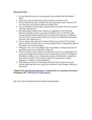 Body Image Lesson | DOC