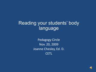 Body language and students | PPTX
