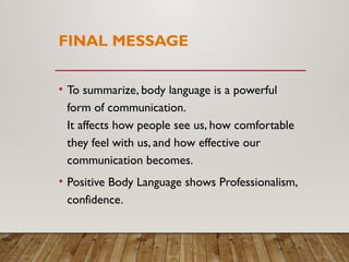 Presentation on Body Language Basics ppt | PPTX