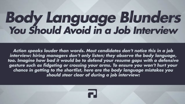 Body Language Blunders You Should Avoid in a Job Interview | PPT