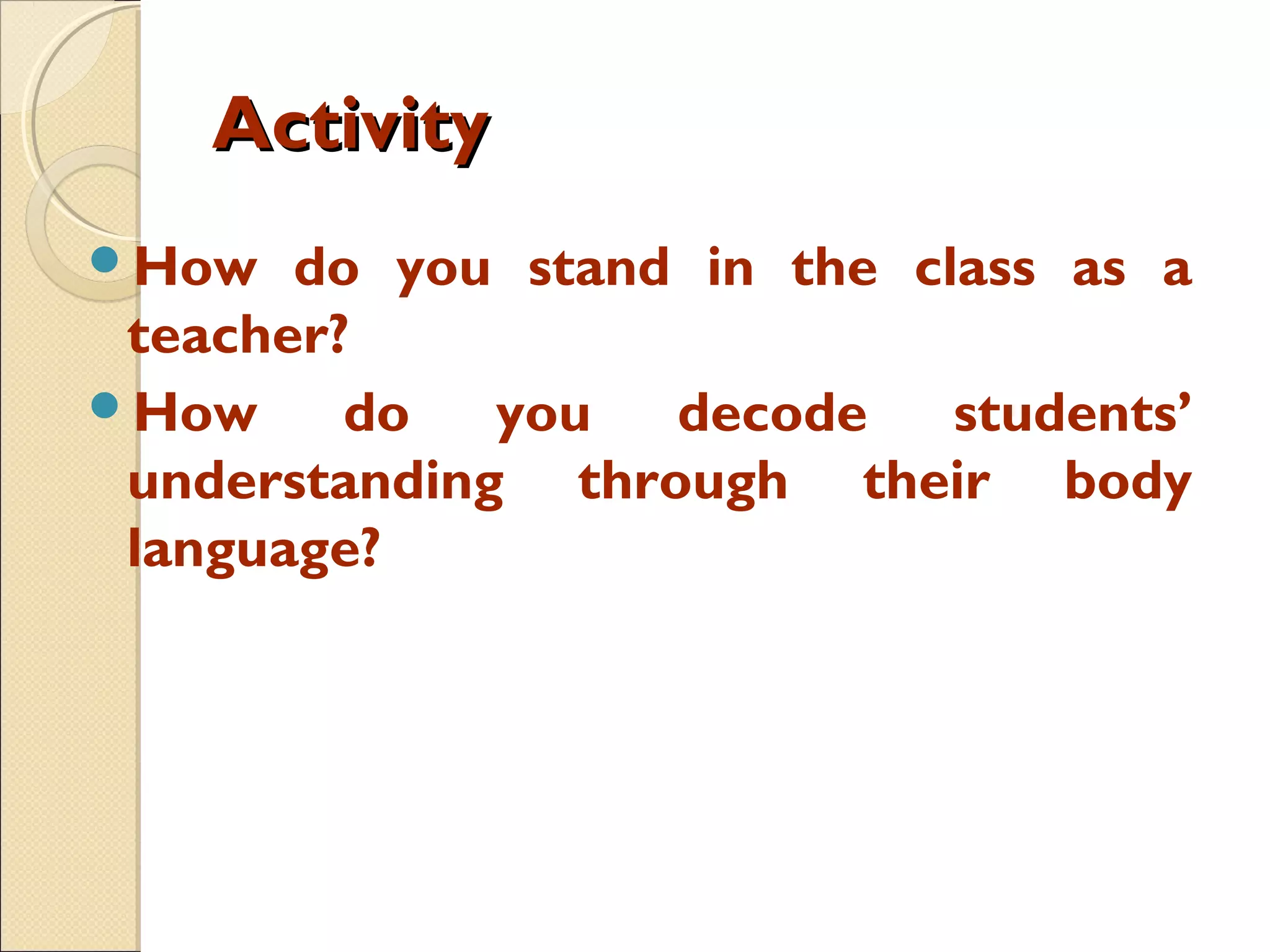 Body language of teachers & students | PPT