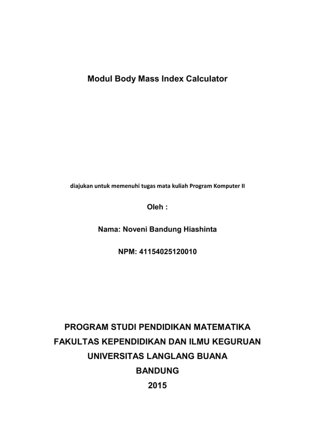 Body mass index calculator tutorial | PDF