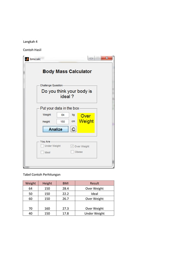 Body mass index calculator tutorial | PDF