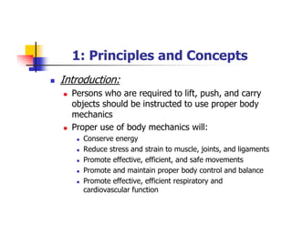 Body mechanics & basic exercise | PDF
