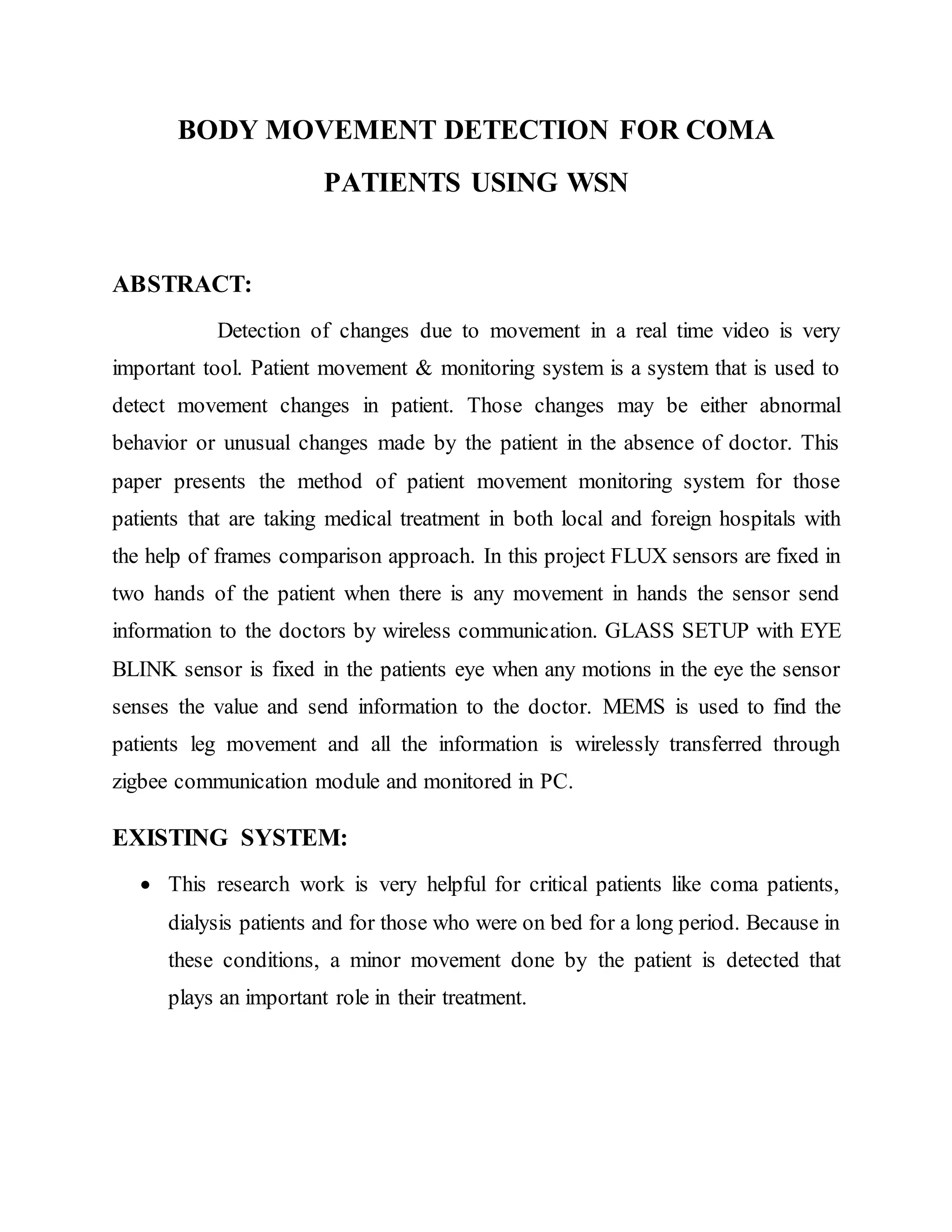 Body movement detection | PDF