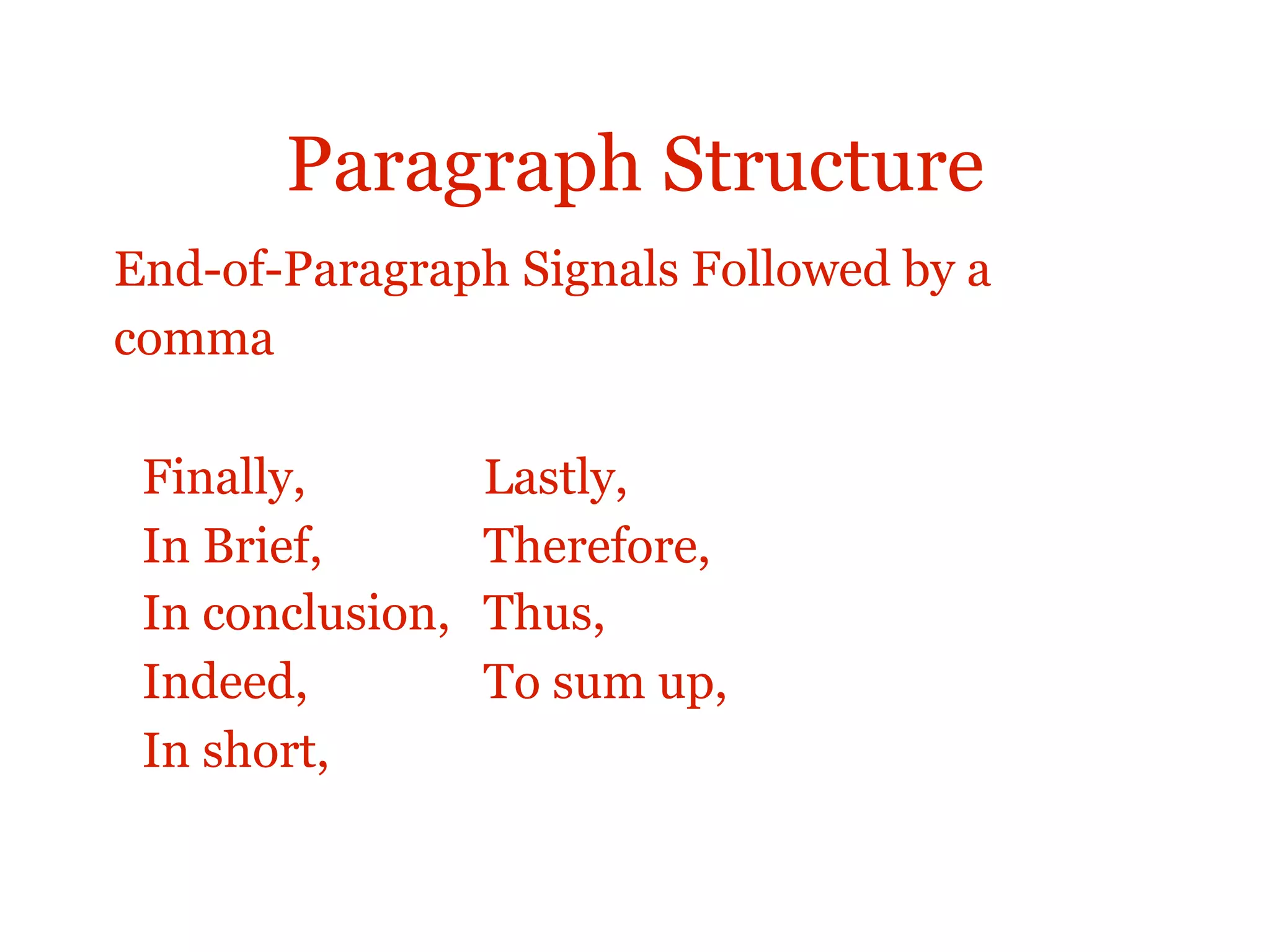 Writing body paragraphs | KEY