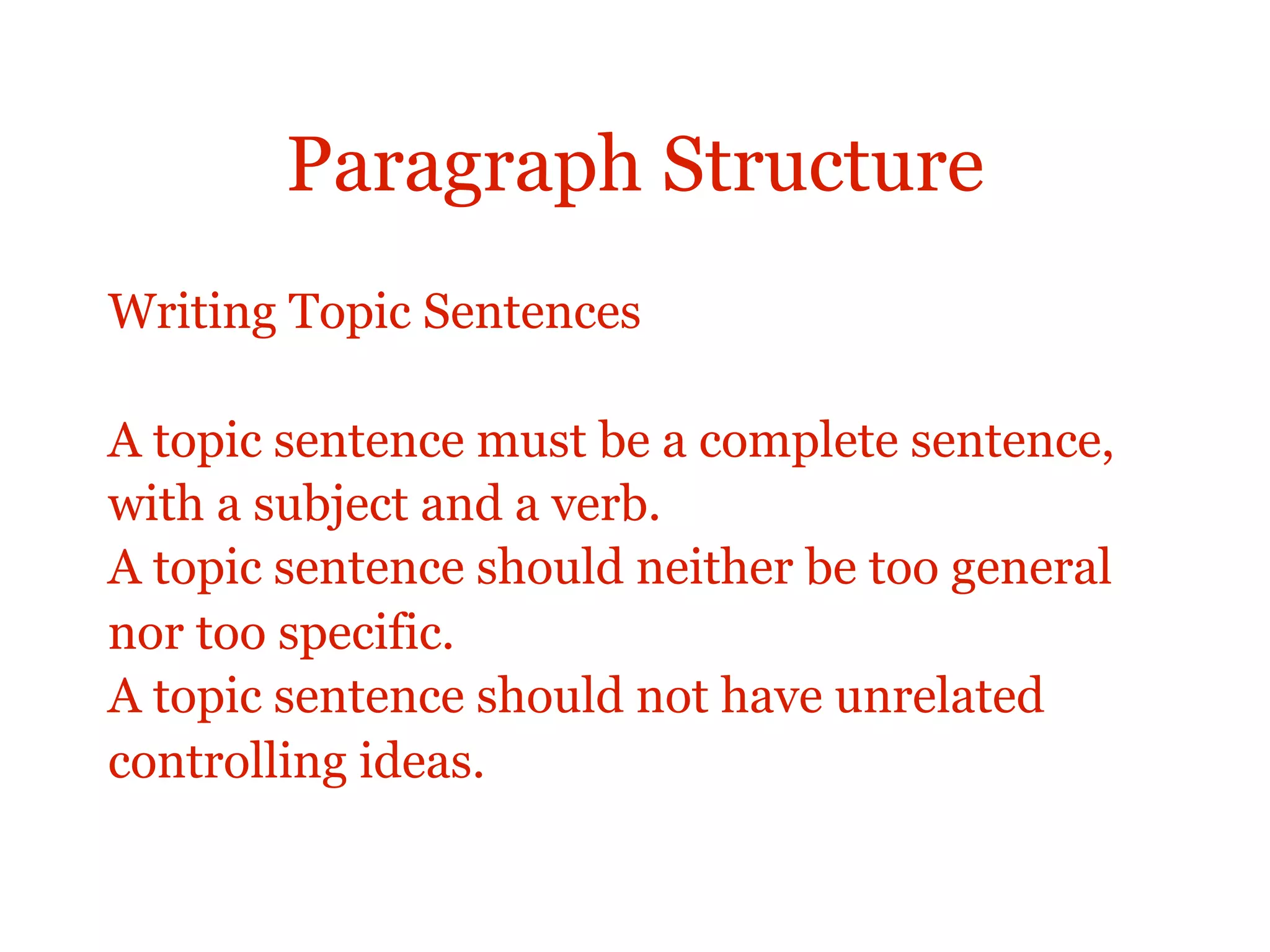 Writing body paragraphs | KEY