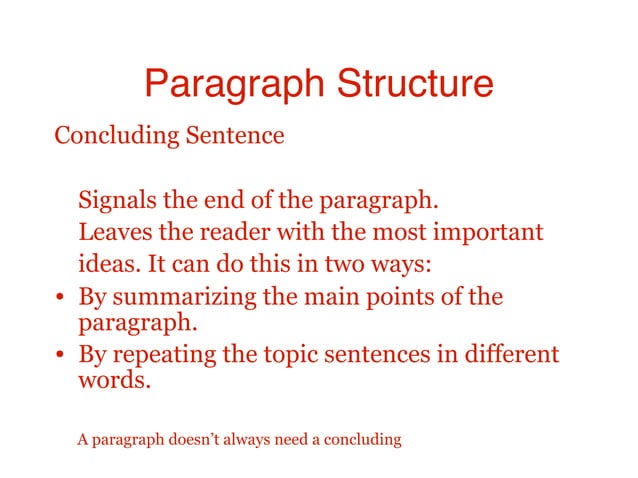 Writing body paragraphs | KEY | Education