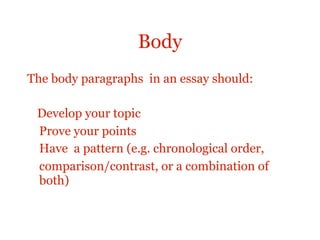 Writing body paragraphs | KEY