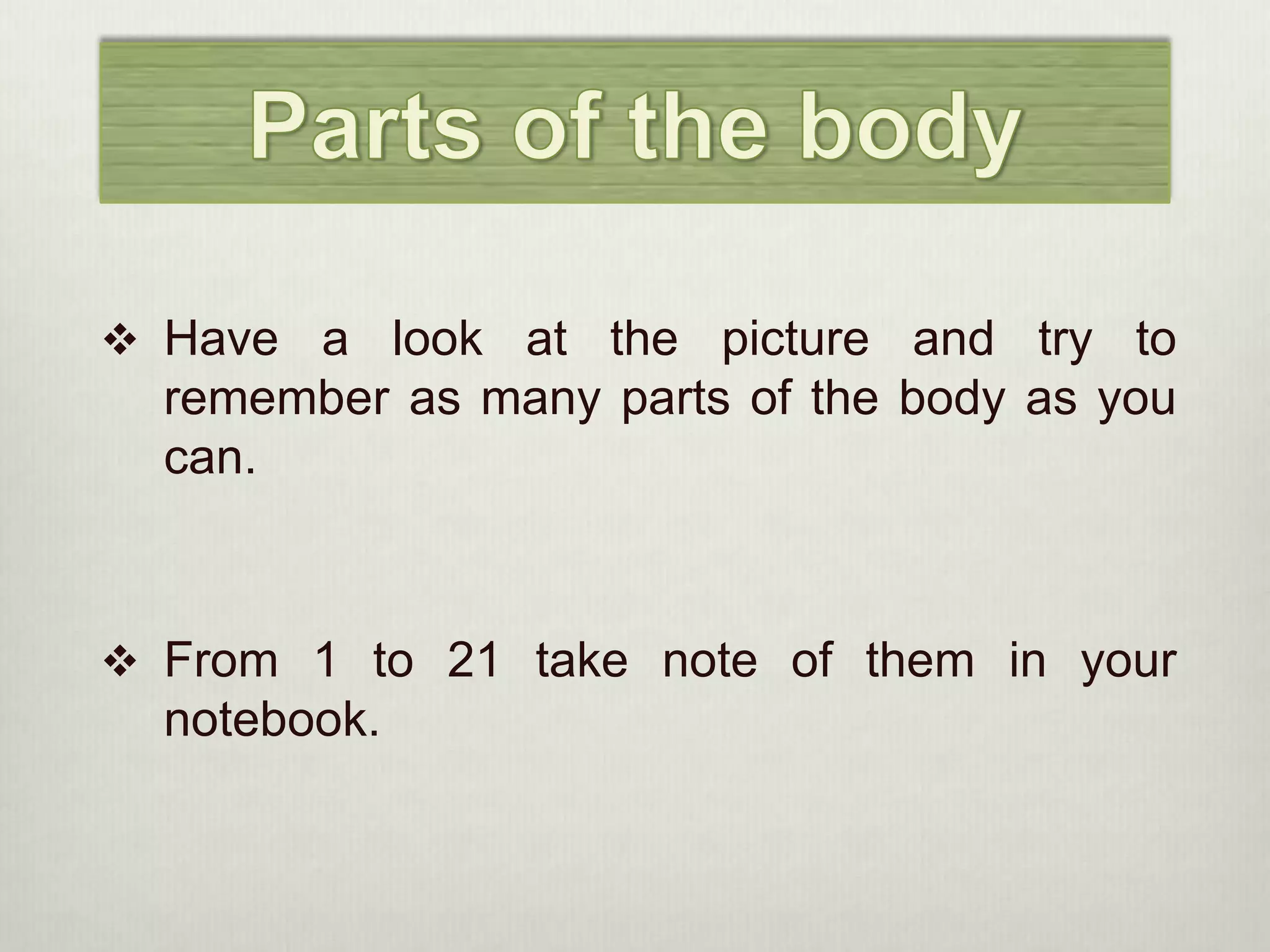 Parts of our body | PPT